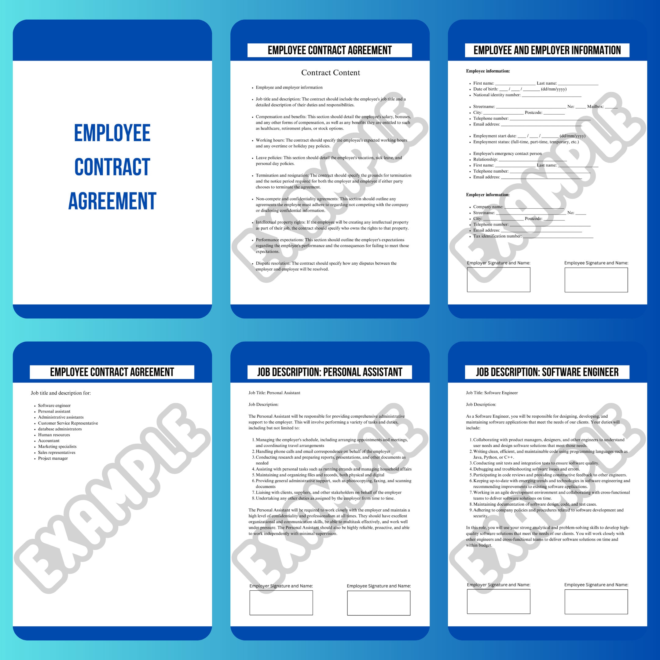Employee Contract Agreement, Employee Agreement, Employment Contract ...