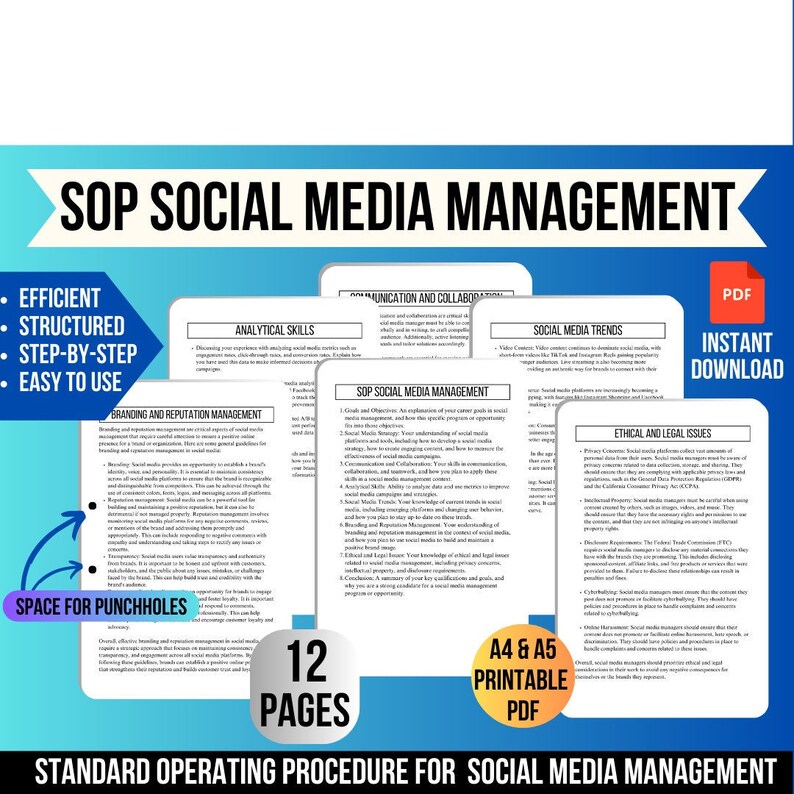 Standard Operating Procedure Social Media Management Social - Etsy
