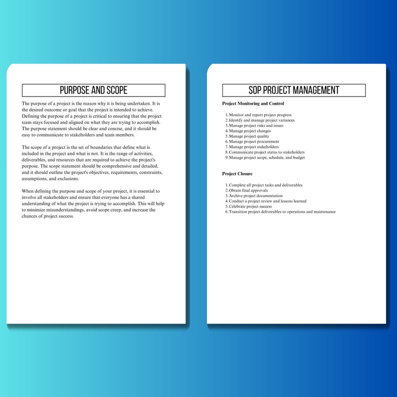 Standard Operating Procedure Project Management, Business Manual, SOP ...