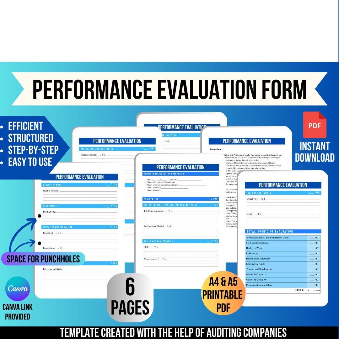 Performance Evaluation Form, Employee Review, Eval Process, Performance Form, Review Criteria ...