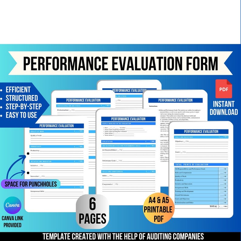 Performance Evaluation Form Employee Review Eval Process - Etsy
