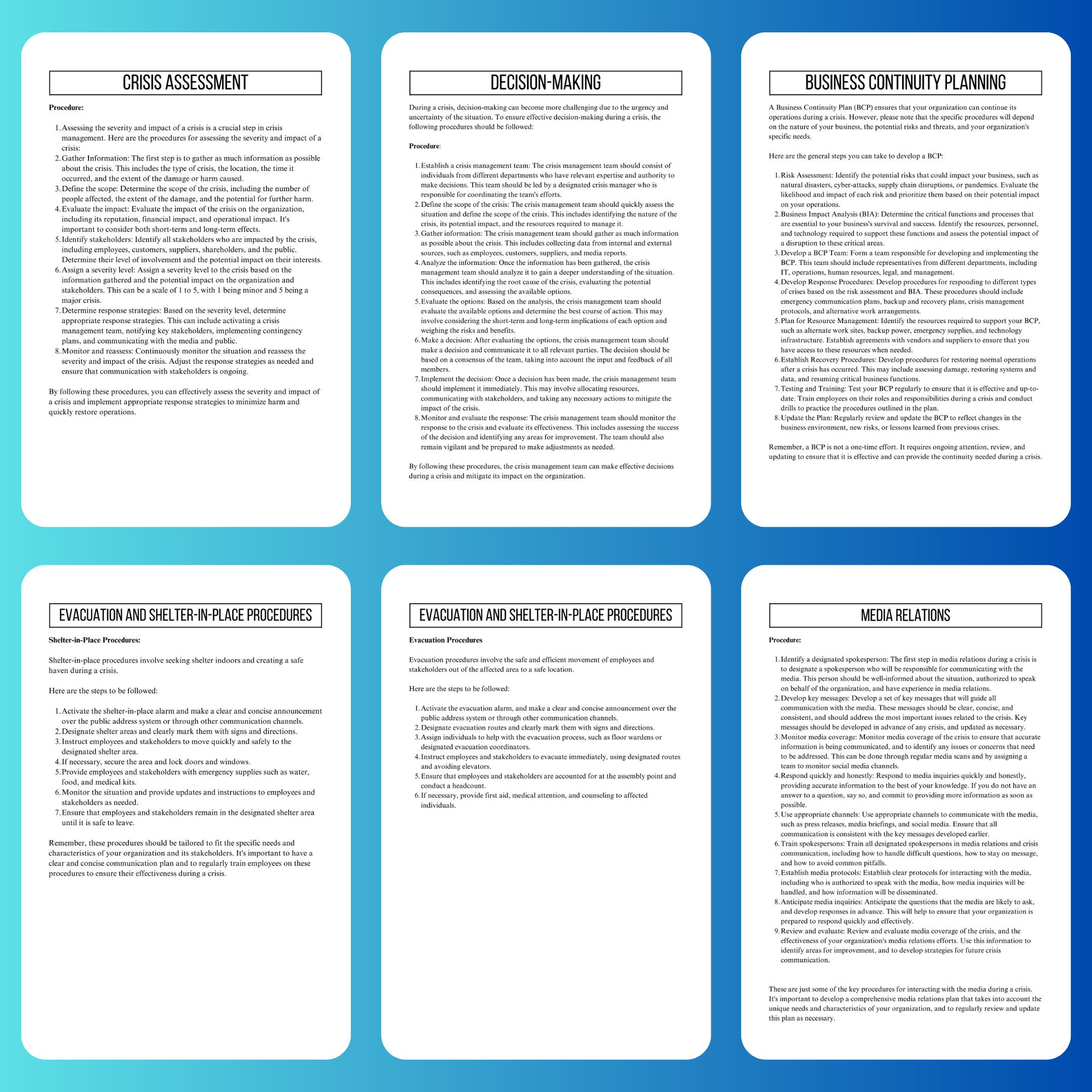 Standard Operating Procedure Crisis Management, Response Plan ...