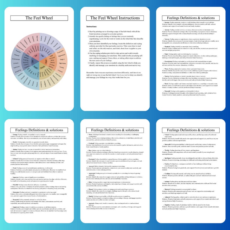 The Feel Wheel Workbook, Emotion Wheel, Psychologist Package, Spectrum ...