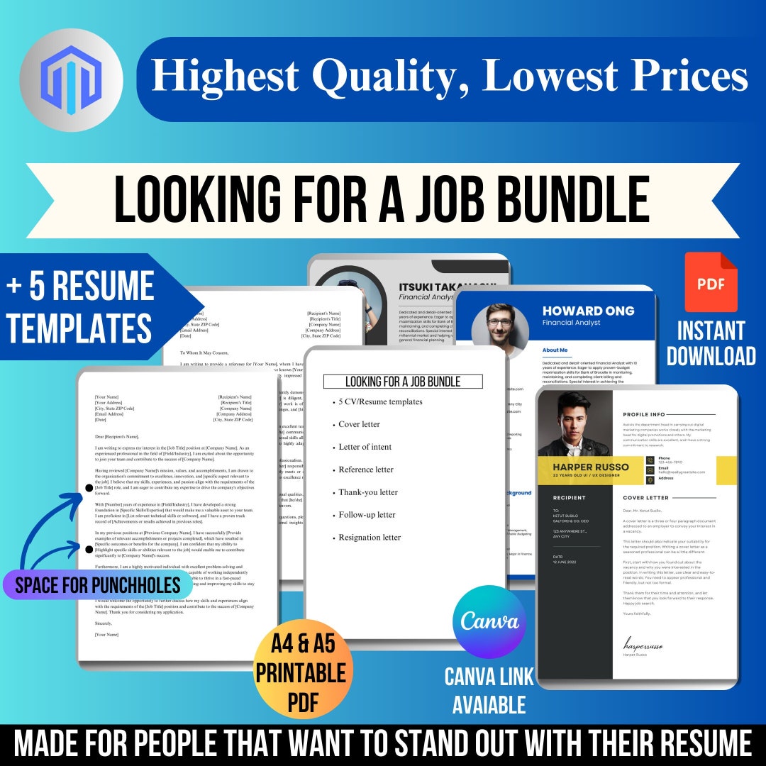 Looking for A Job Bundle, Professional Resume, Job Application, Cover ...