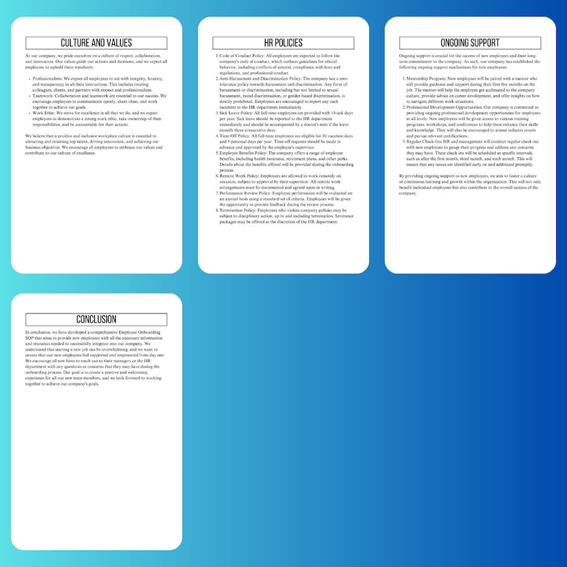 Standard Operating Procedure Employee Onboarding, Onboarding SOP, Hire ...