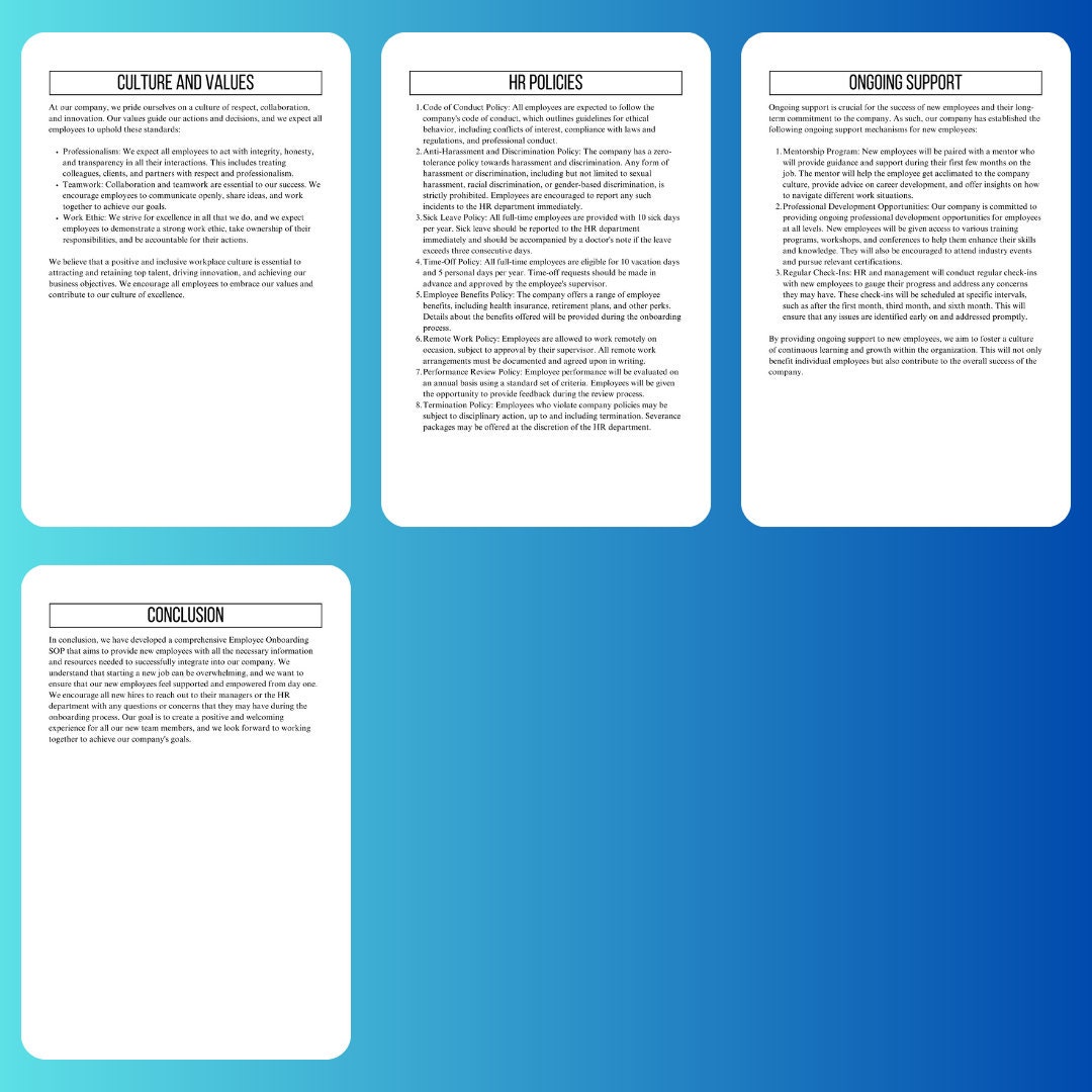 Standard Operating Procedure Employee Onboarding, Onboarding SOP, Hire ...