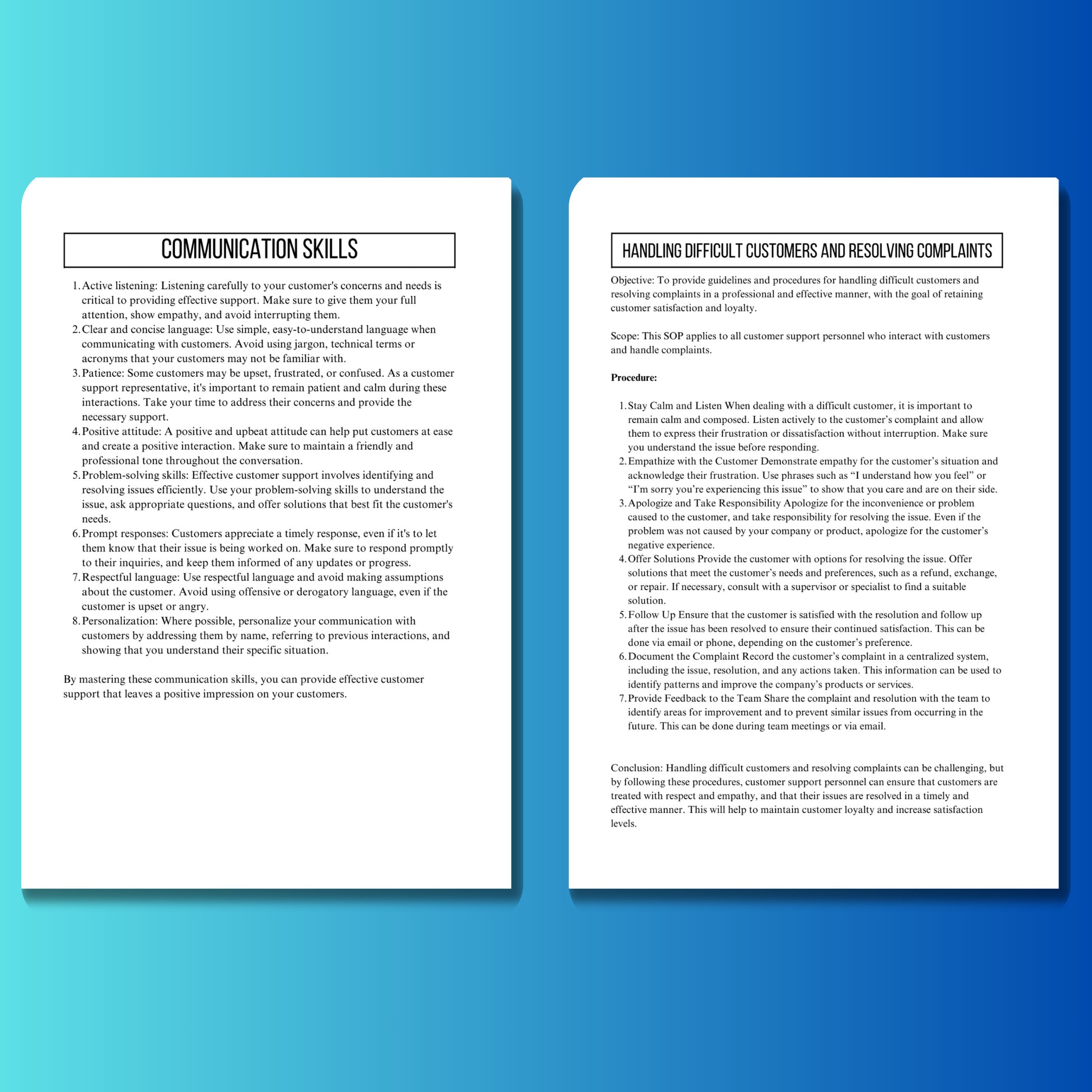 Standard Operating Procedure Customer Support, Customer Service ...