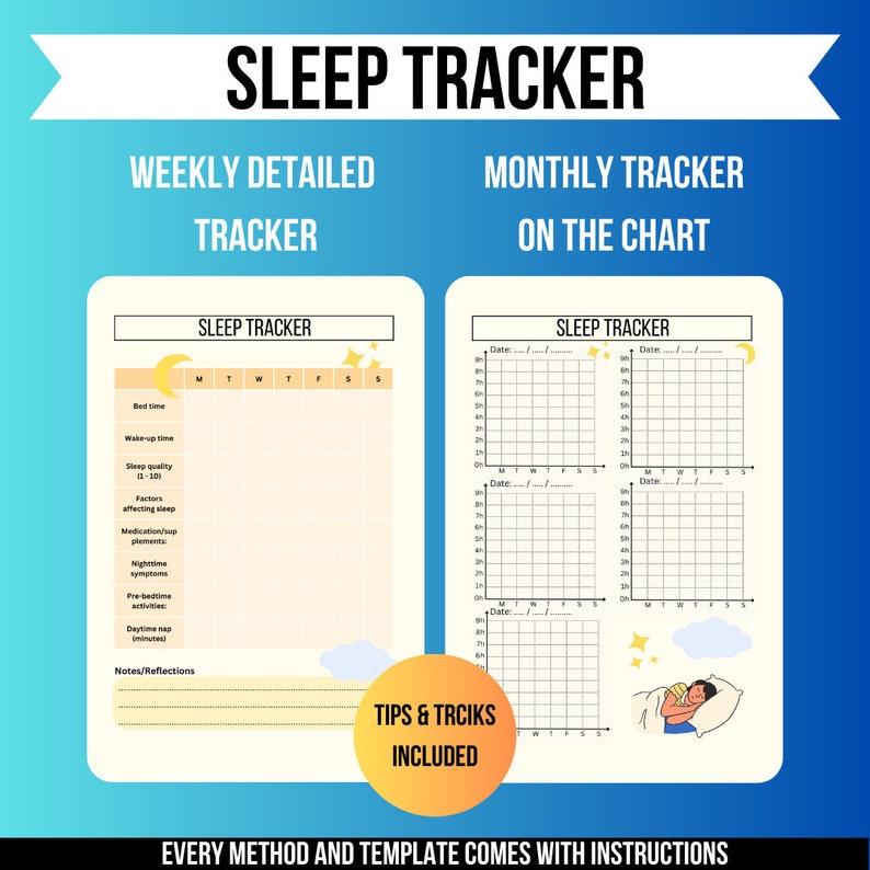 Sleep Tracker, Sleep Log Tracker, Sleep Journal Pages, Habit Tracker ...
