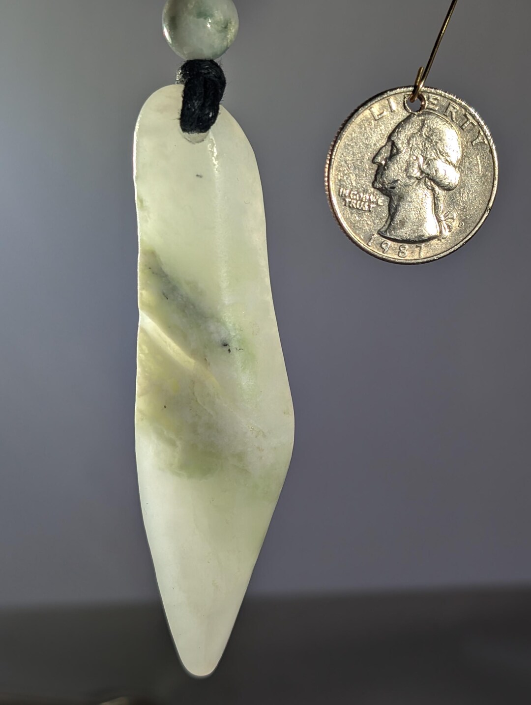 California Clear Creek Jade Pendant With White Jade Bead - Etsy