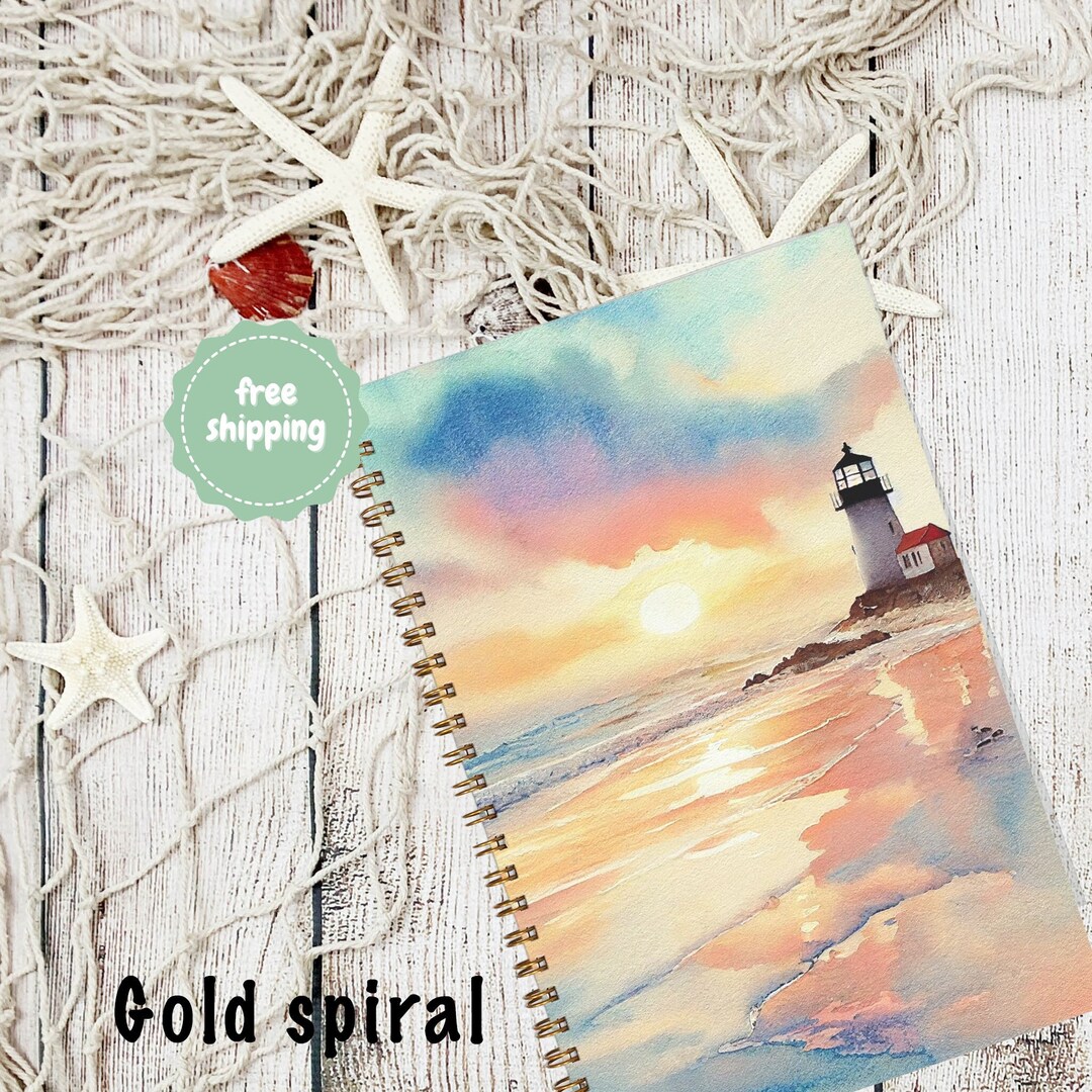 Lighthouse Sunrise Journal: Pastel Beach Notebook, Writer's Gift - Etsy