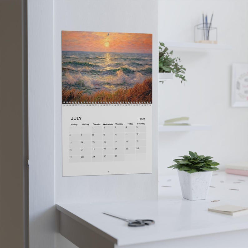 2025 Calendar - Coastal 2025 Wall Calendar, Beach Theme Monthly Planner ...