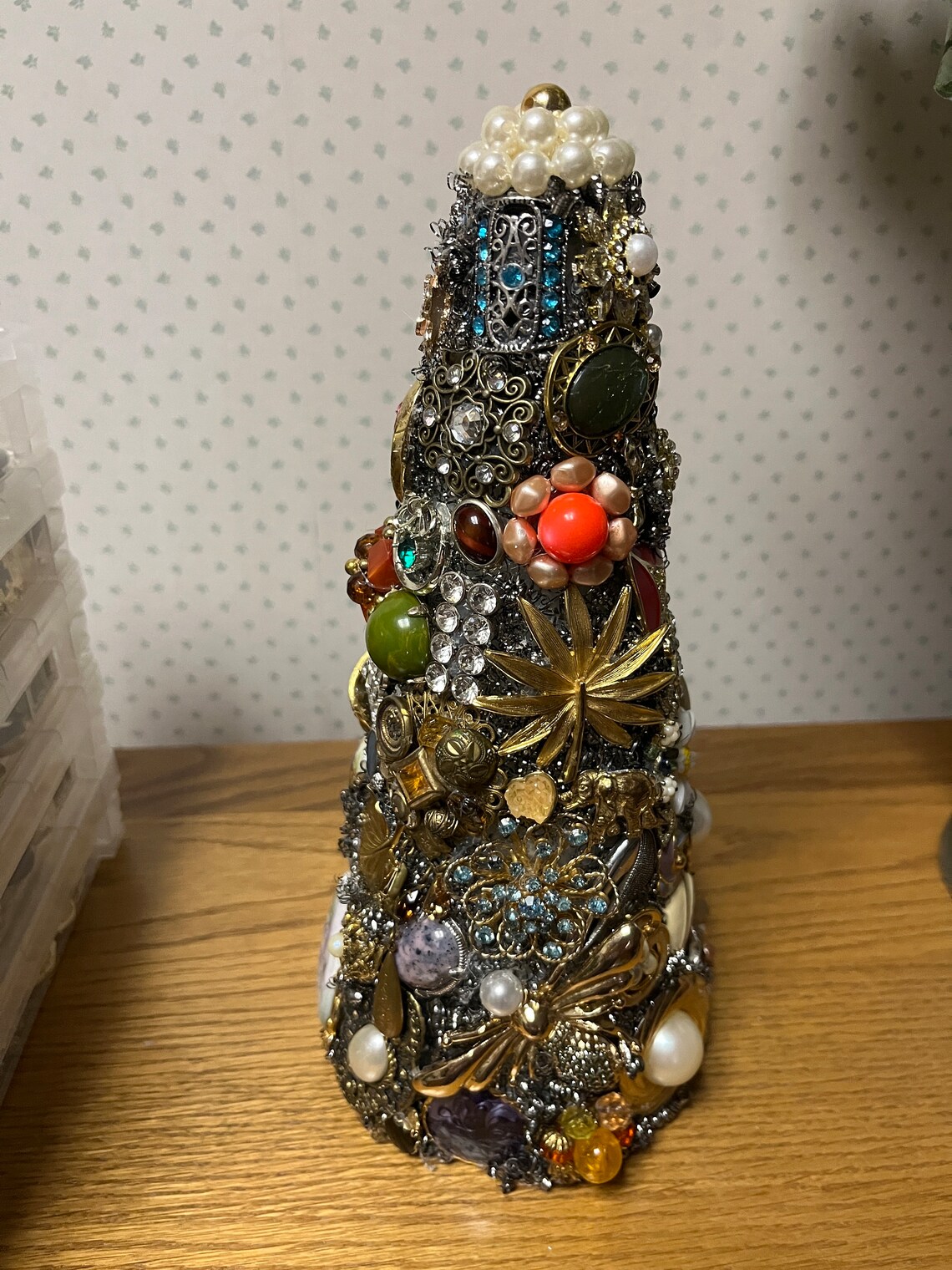 Jewelry Tree W/vintage & Costume Jewelry. 10” Tall. Made With Vintage ...