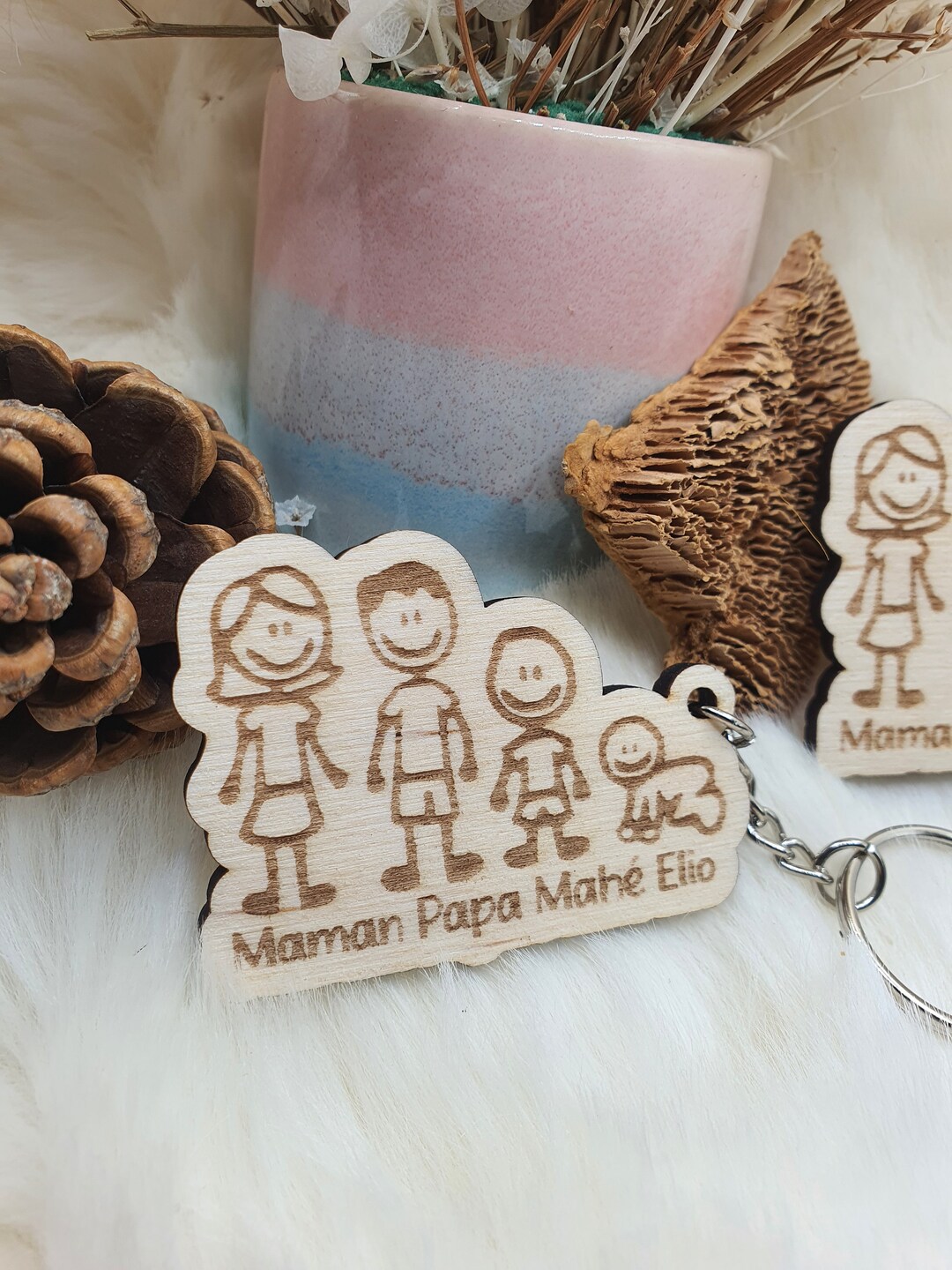 Personalized Wooden Key Ring - Family Key Ring - Gift Idea - Etsy