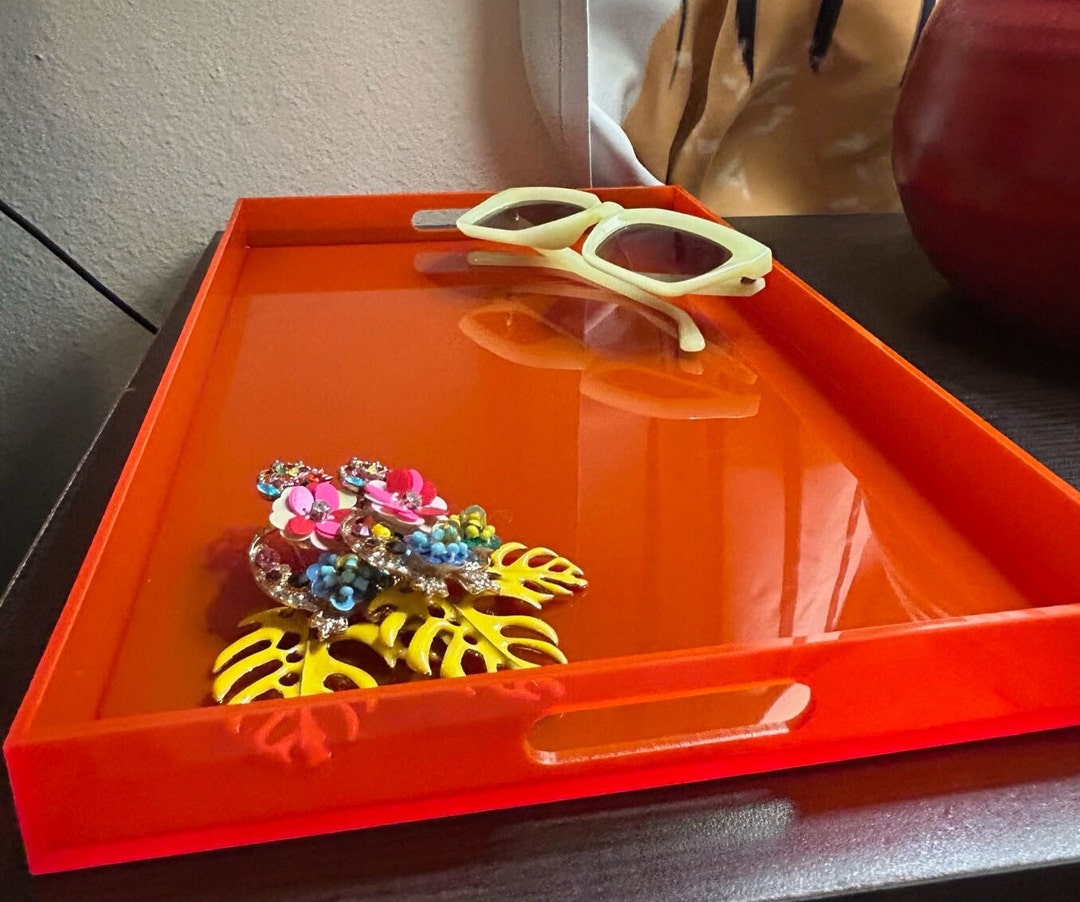 Large Transparent Bright Neon Decor Trays With Handles - Etsy