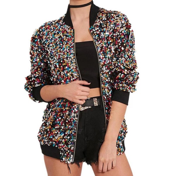 Sequin Bomber Jacket - Etsy