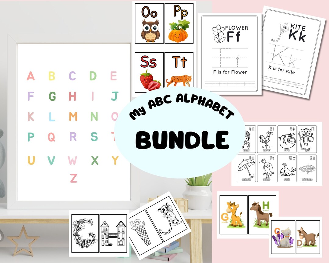 Alphabet Learning Bundle: Flashcards, Poster, Tracing (digital Download ...
