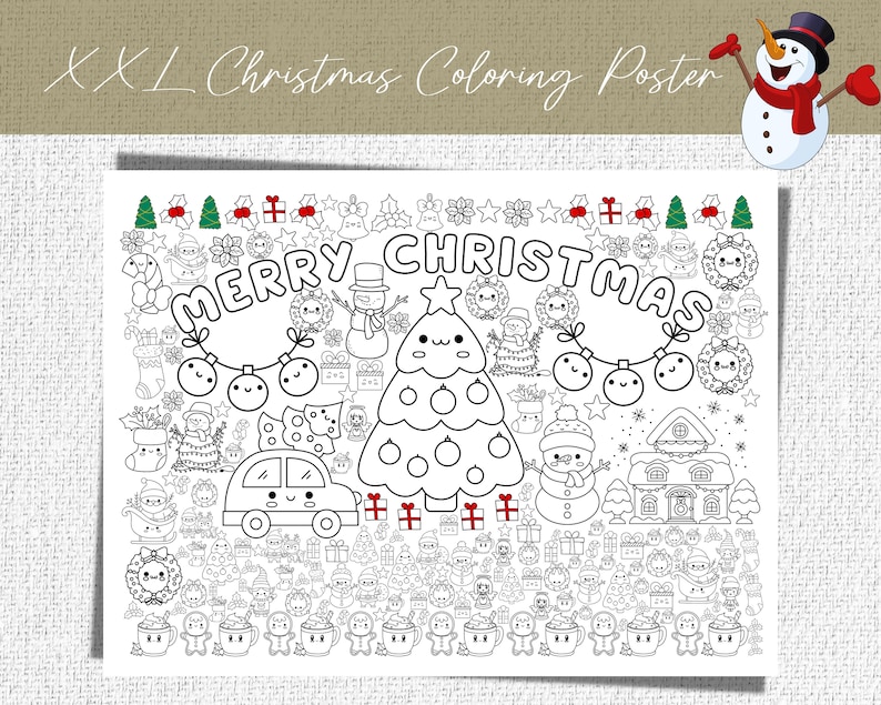 Giant Christmas Coloring Poster for Kids: 48x36 Activity Game (JPG ...