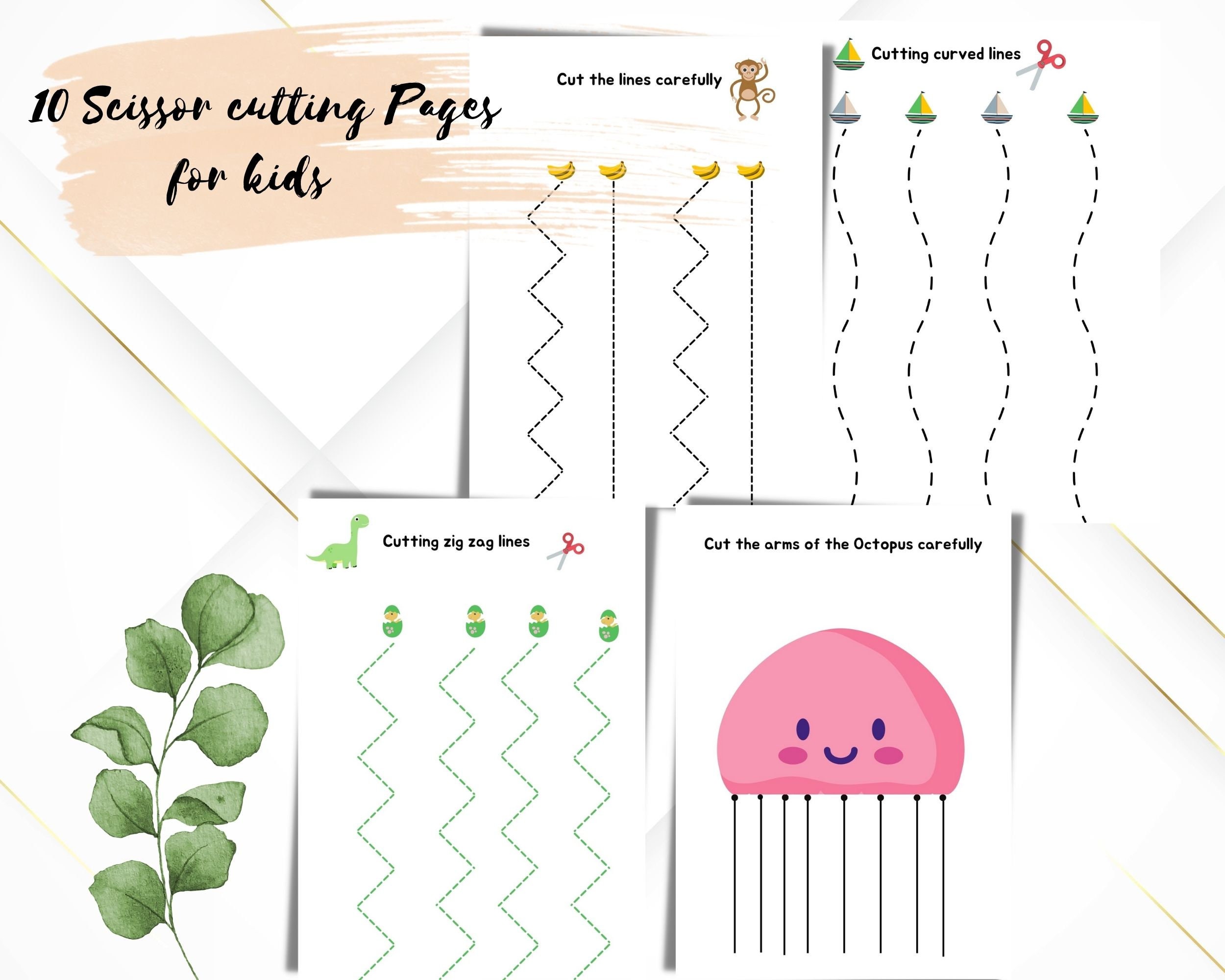 10 Scissor Skills Cutting Worksheets for Children | Scissor Skills ...