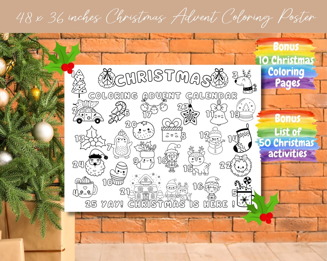 XXL Giant Christmas Advent Coloring Calendar for Kids Family - Etsy