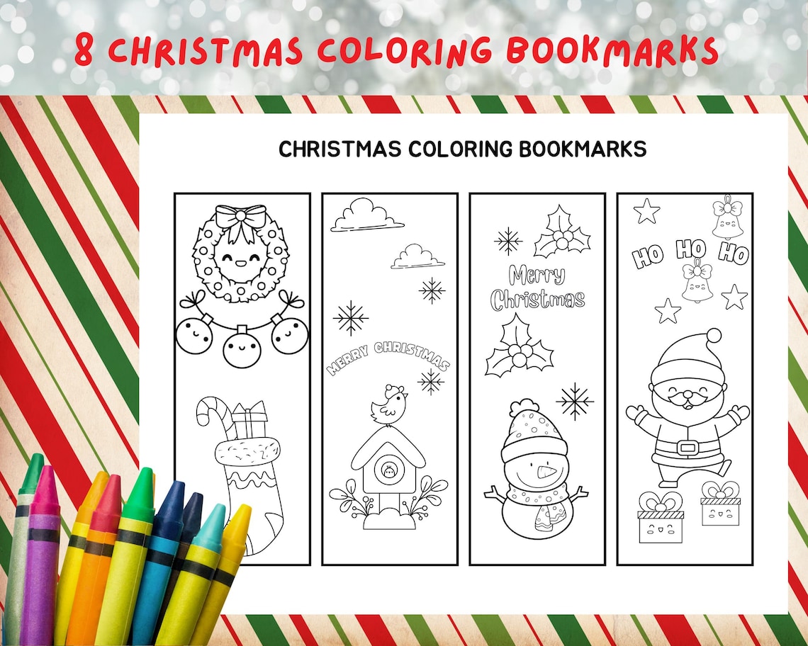 8 Christmas Coloring Bookmarks Printable Christmas Coloring Bookmarks ...