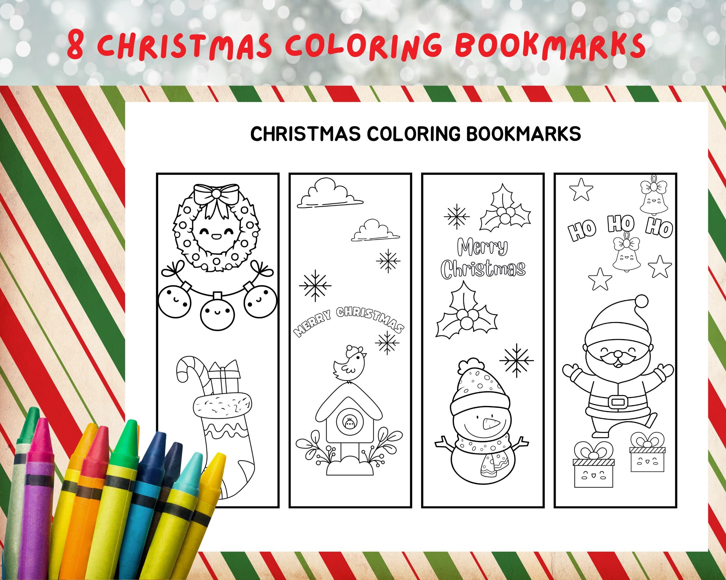 8 Christmas Coloring Bookmarks Printable Christmas Coloring Bookmarks ...