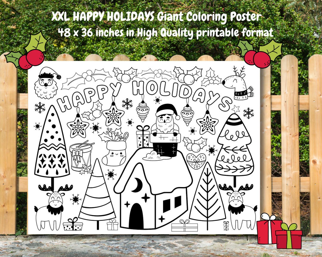 Happy Holidays Giant Christmas Poster GIANT Coloring Poster for Kids ...