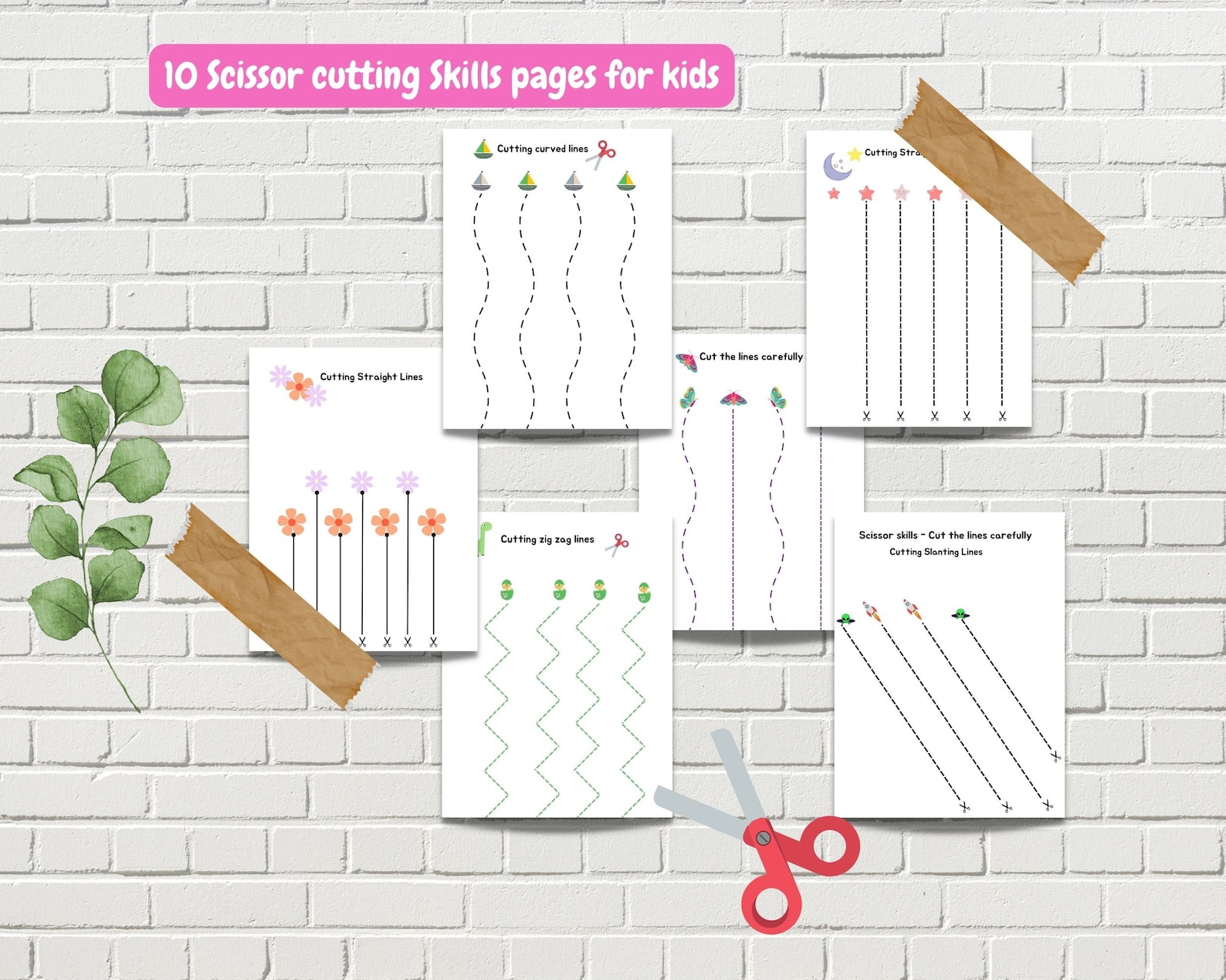 10 Scissor Skills Cutting Worksheets for Children | Scissor Skills ...