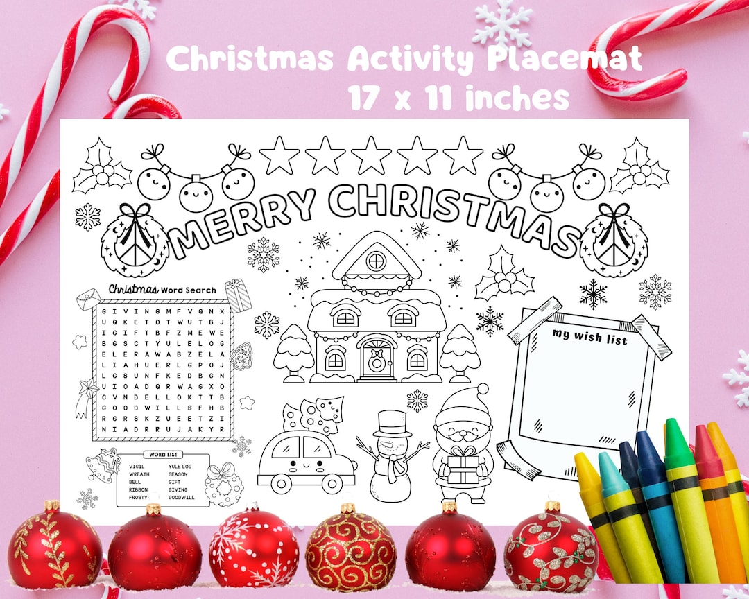 Christmas Placemat Printable Christmas Party Coloring Placemat ...