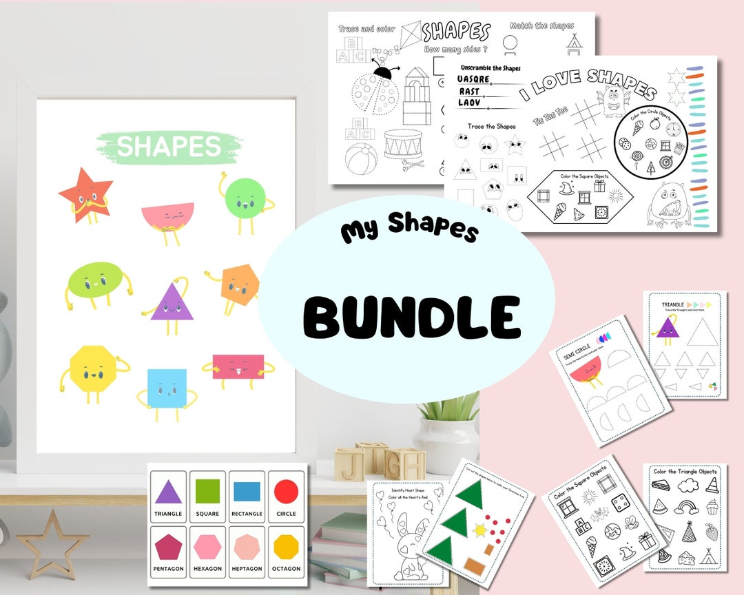 Basic Shapes Bundle, Kids Coloring Pages, Activity Pages, Activity ...