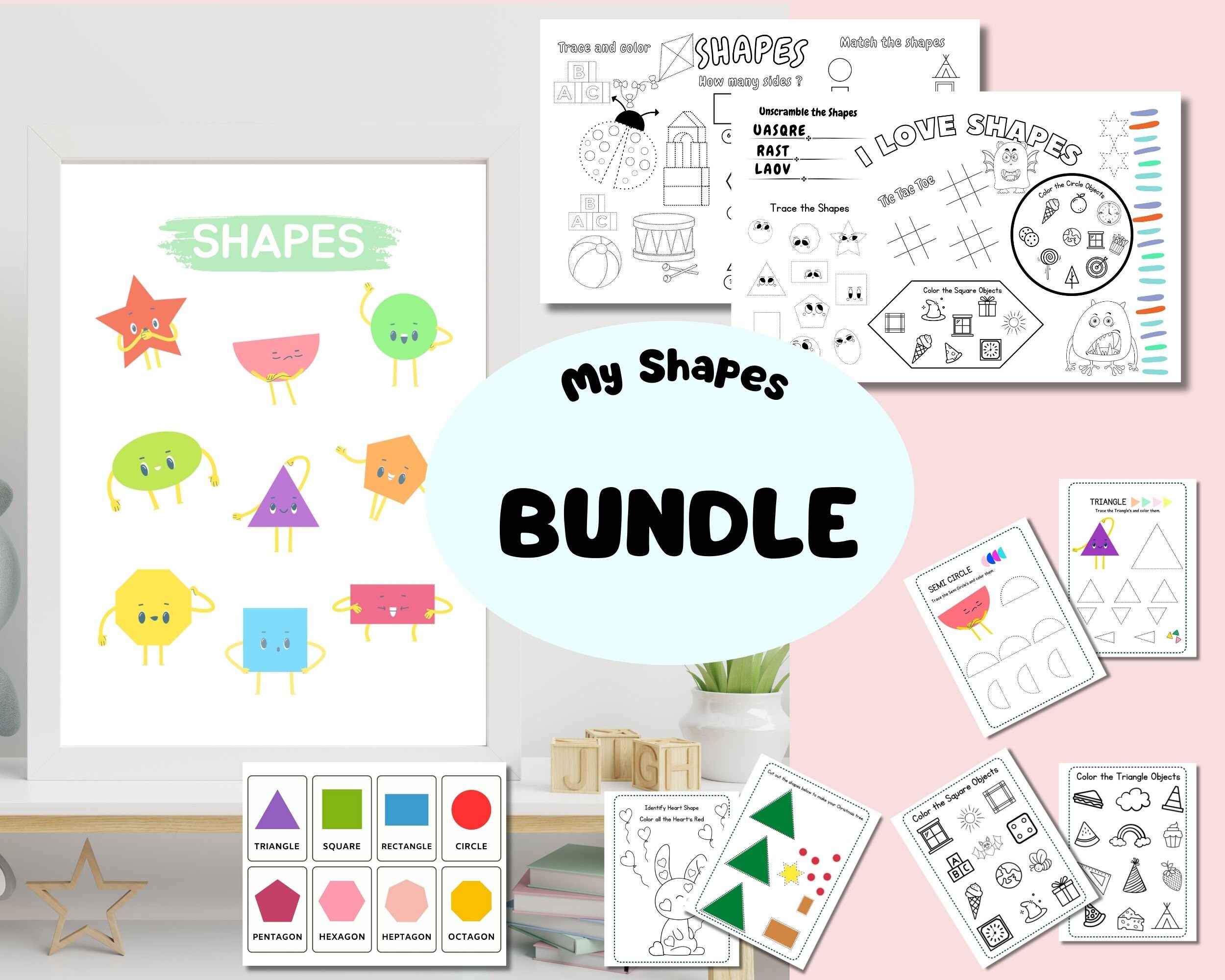 Basic Shapes Bundle Kids Coloring Pages Activity Pages - Etsy