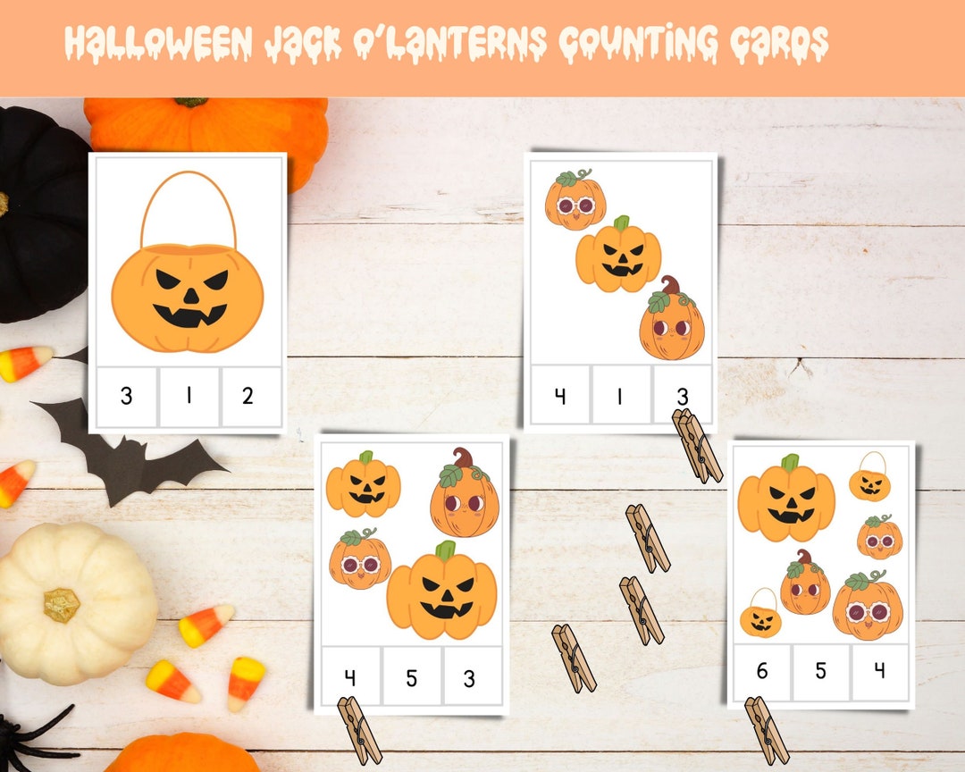 10 Jack O'lanterns Counting Cards | Halloween Counting Cards ...