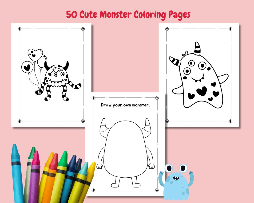 50 Cute Monster Coloring Pages for Kids | Printable Fantasy Art ...