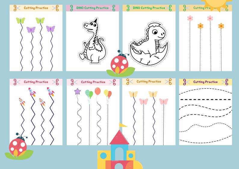 30 Scissor Skills Cutting Worksheets for Children | Scissor Skills ...