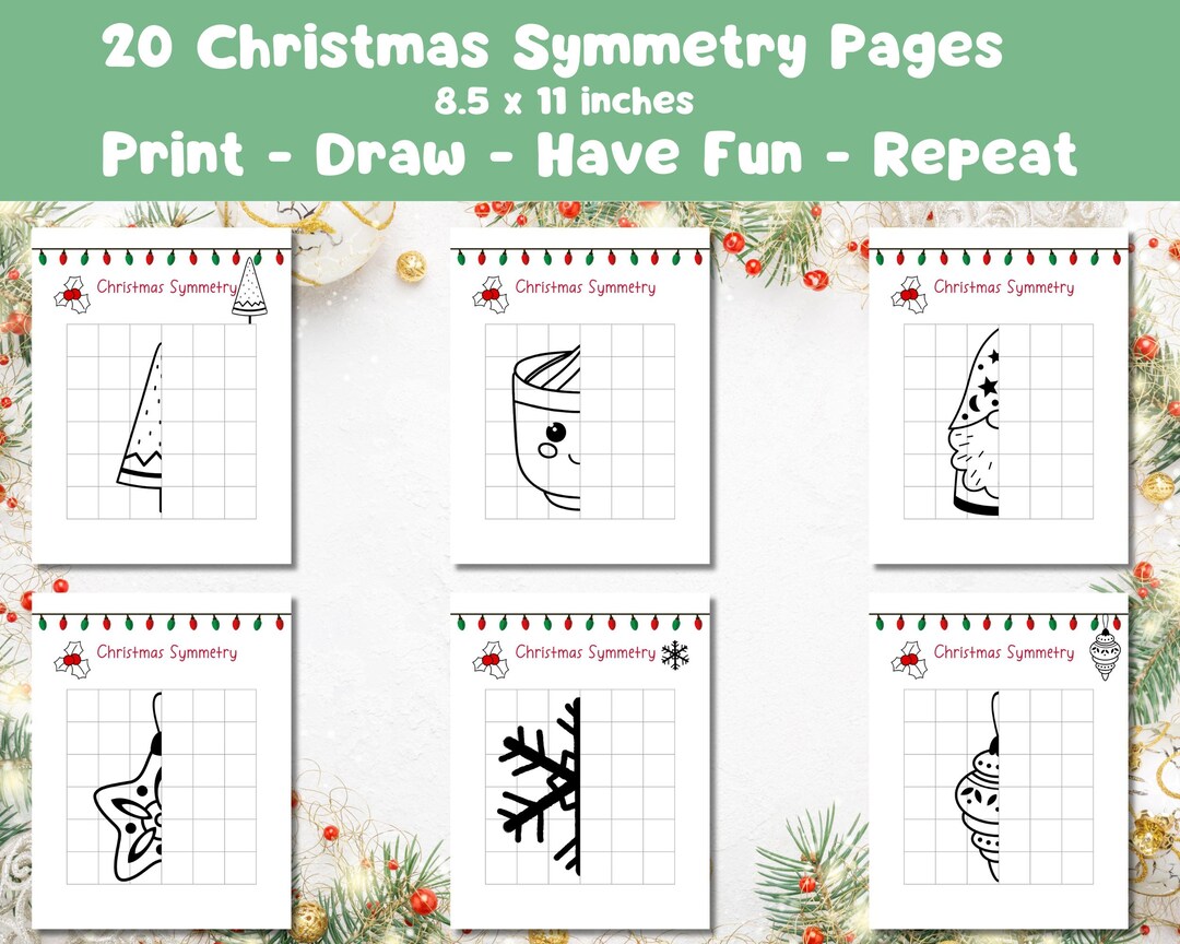 Christmas Symmetry Drawing Activity | Preschool, Homeschool (PDF) - Etsy