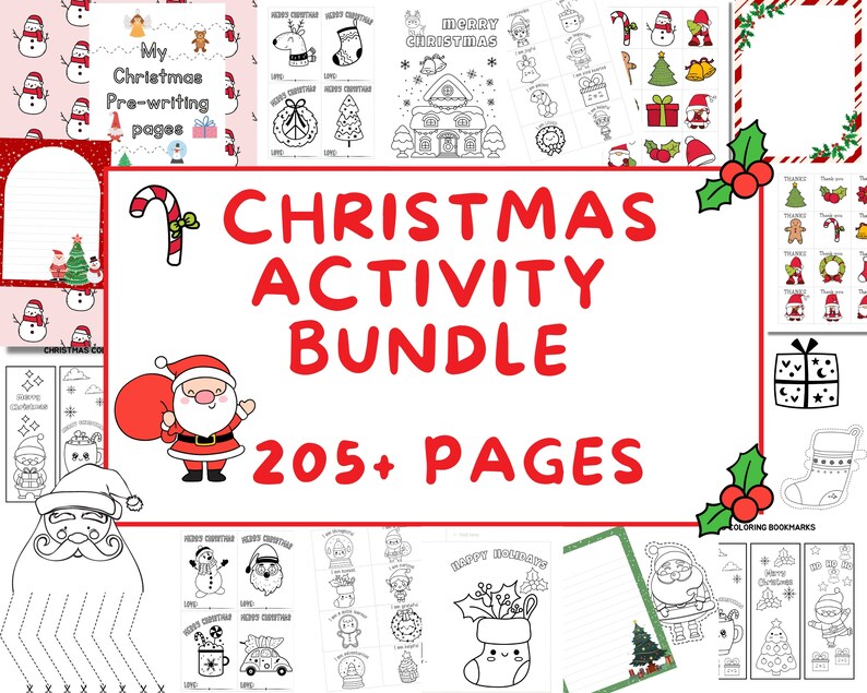 205 Pages Christmas Themed Bundle for Kids Line Tracing, Activity ...