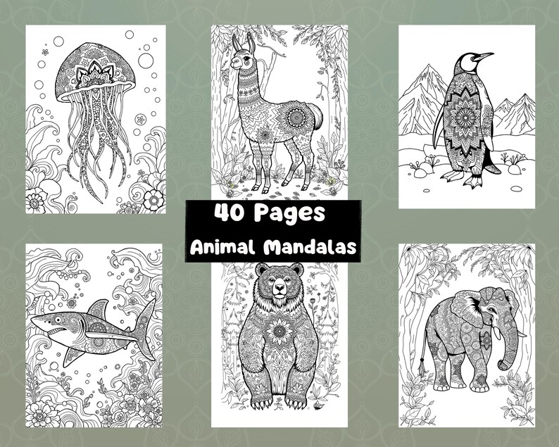 40 Animals Mandala Coloring Pages, PDF, Printable Coloring Pages ...