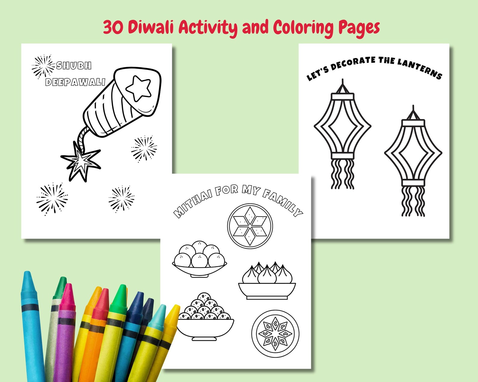 Diwali Coloring Pages Bundle: Mandalas, Diyas, Activities (PDF) - Etsy