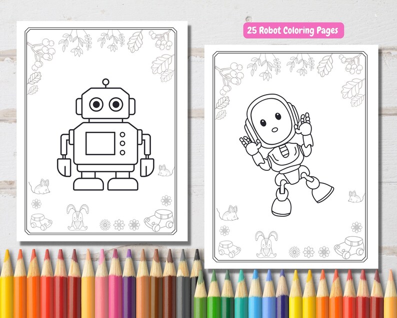 25 Robot Coloring Pages for Kids Printable Robot Coloring - Etsy