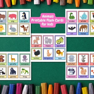 40 Animal Flash Cards Printable Animal Flash Cards Montessori Animal ...