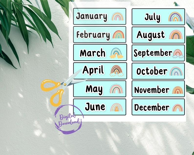 12 Months of the Year Flash Cards Printable Months of the Year Toddler ...