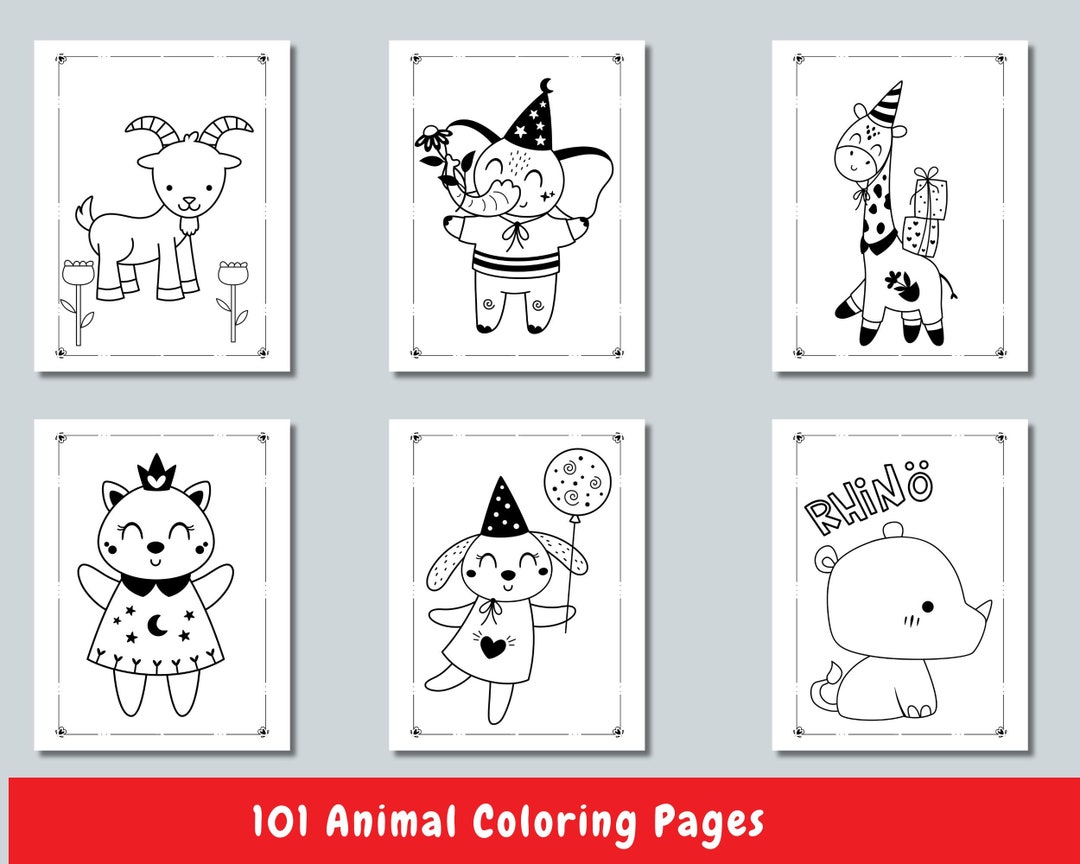 101 Animal Coloring Pages for Kids: Simple Printable Sheets (PDF) - Etsy