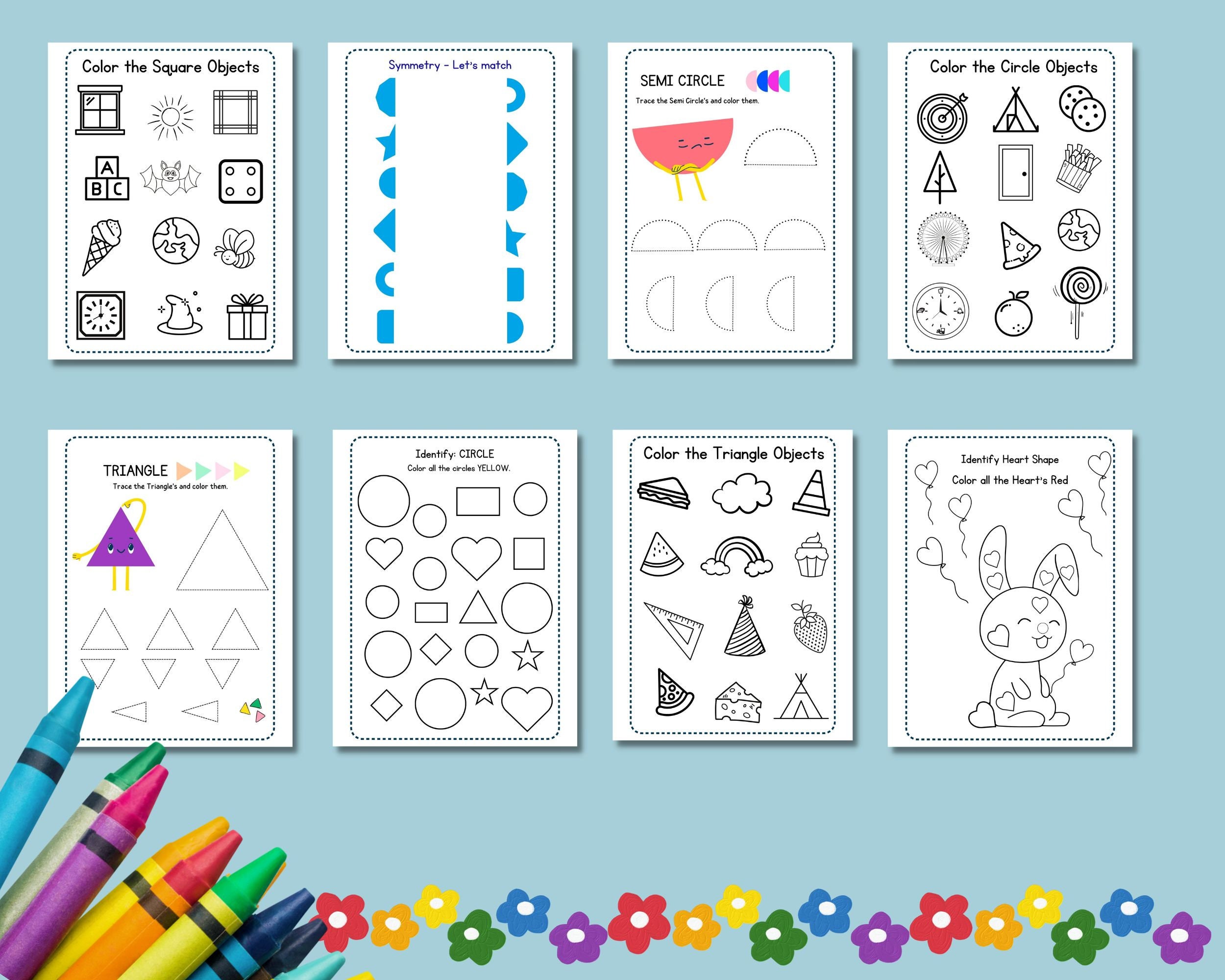 Basic Shapes Bundle Kids Coloring Pages Activity Pages - Etsy