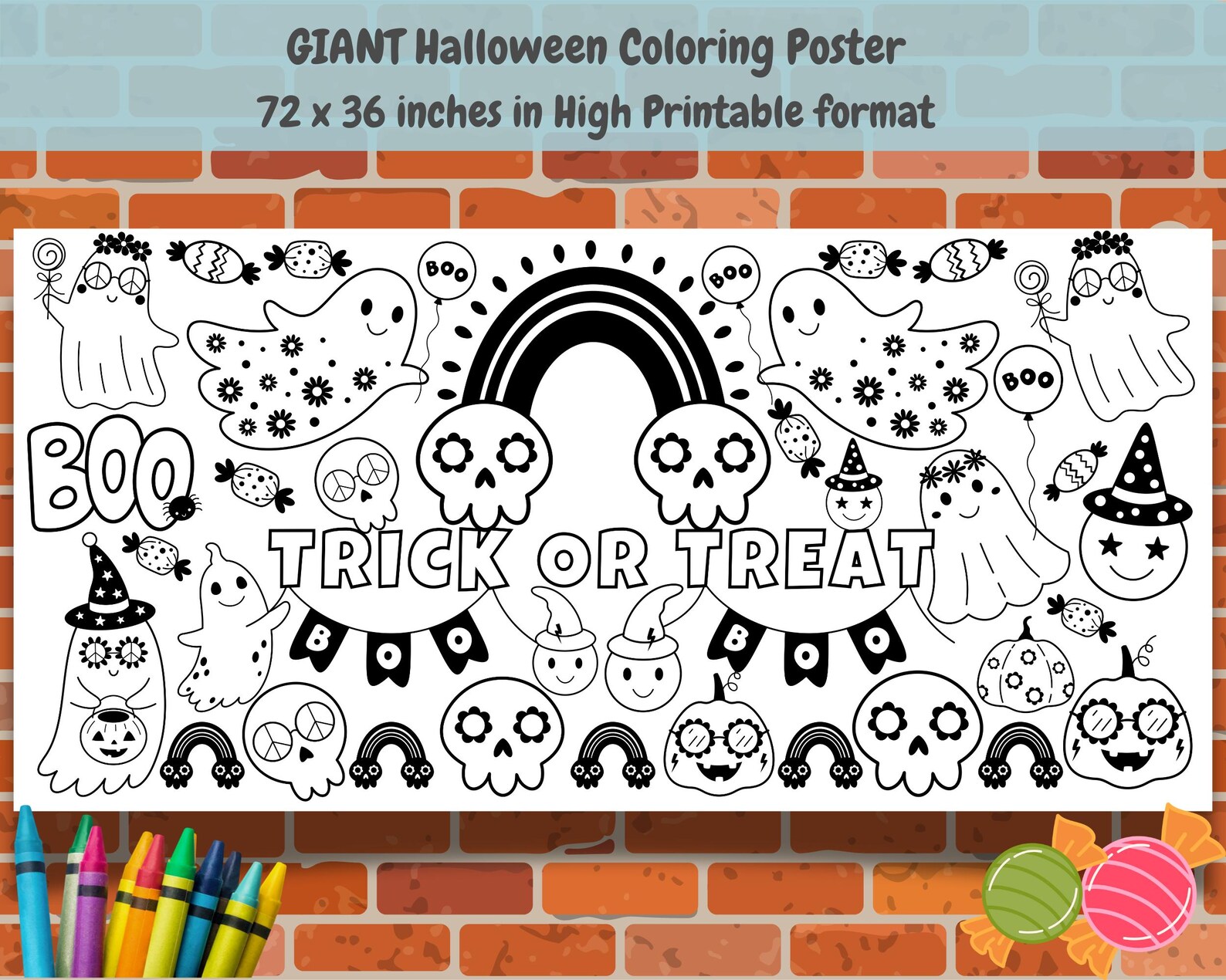 Giant Halloween Coloring Poster | GIANT Coloring Poster for Kids ...