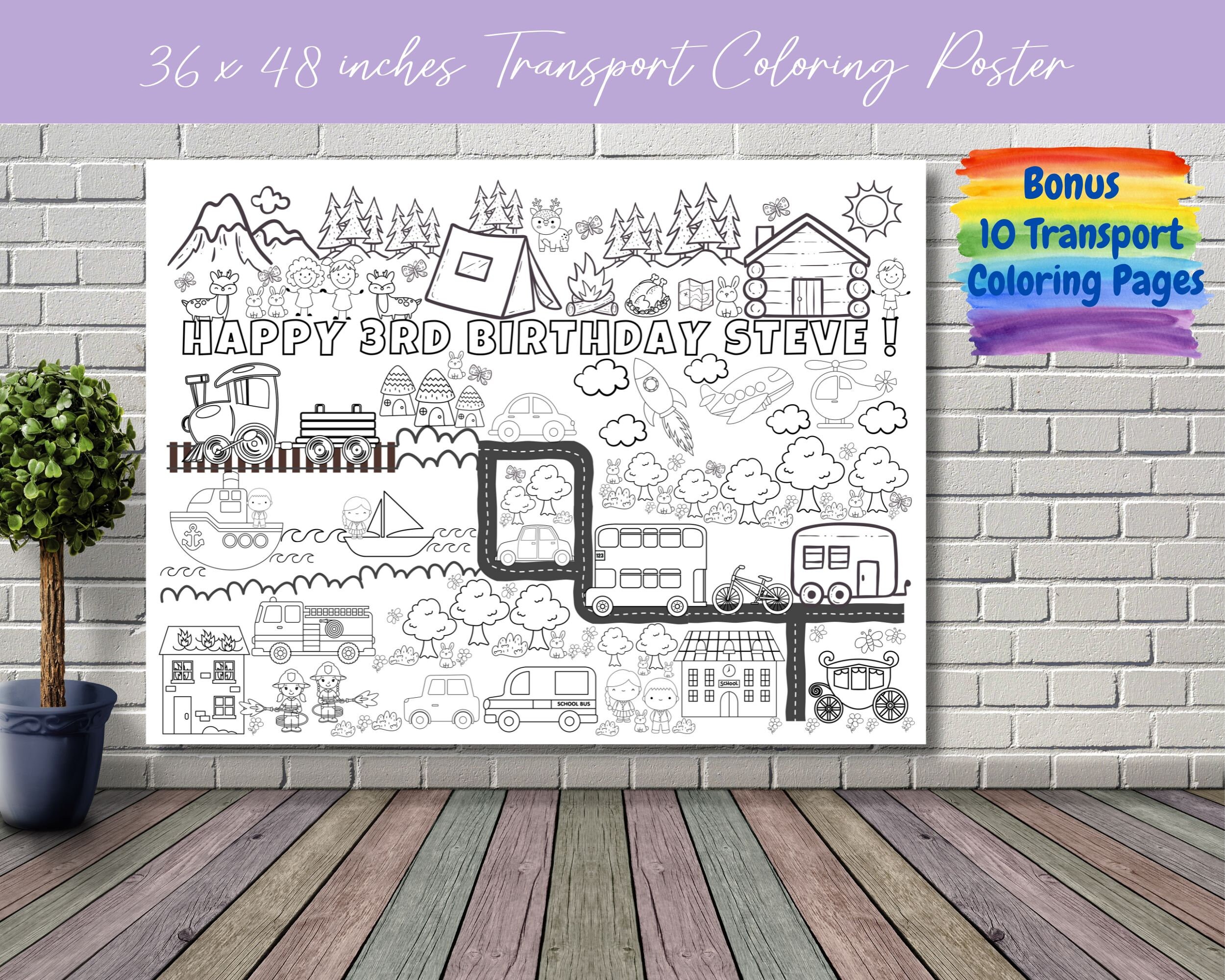 Giant Colouring Poster "transportation" XXL Giant Personalized ...