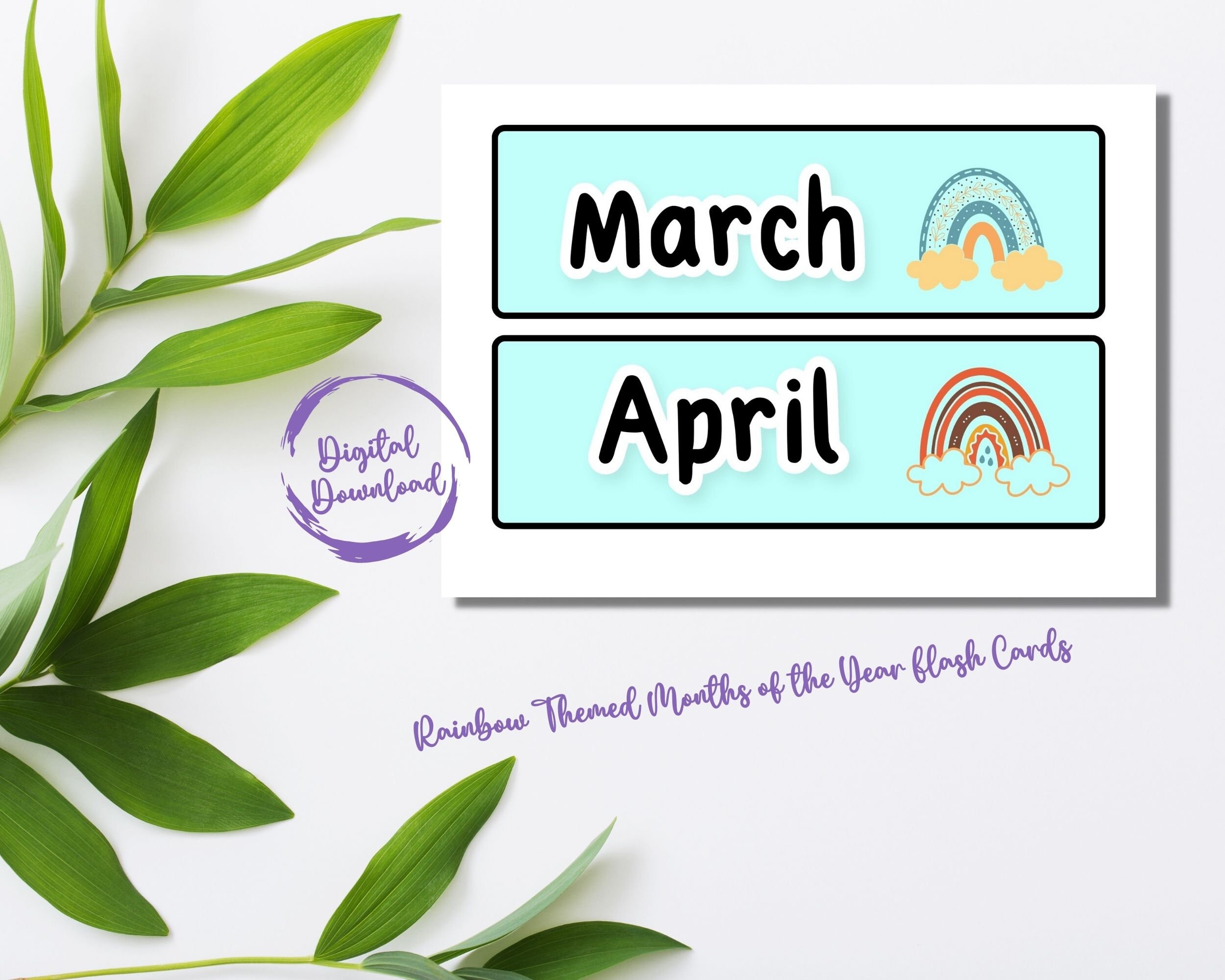 12 Months of the Year Flash Cards Printable Months of the Year Toddler ...