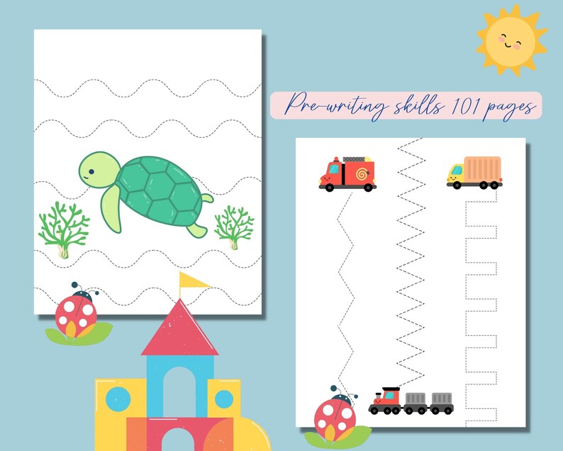 101 Trace the Lines Preschool Worksheets Bundle Pre Writing , Line ...