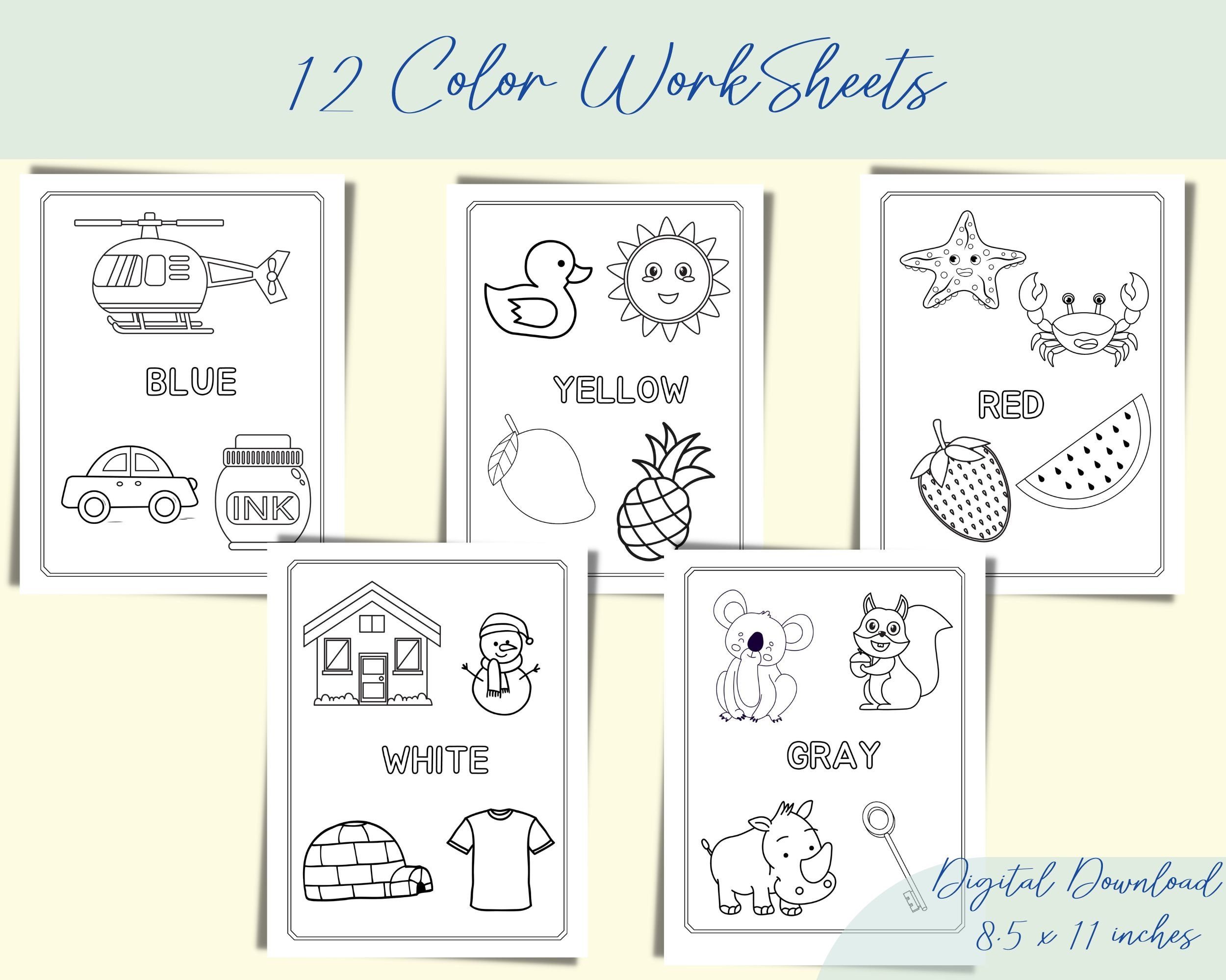 Preschool and Kindergarten Color Learning Bundle | 12 Color Coloring ...