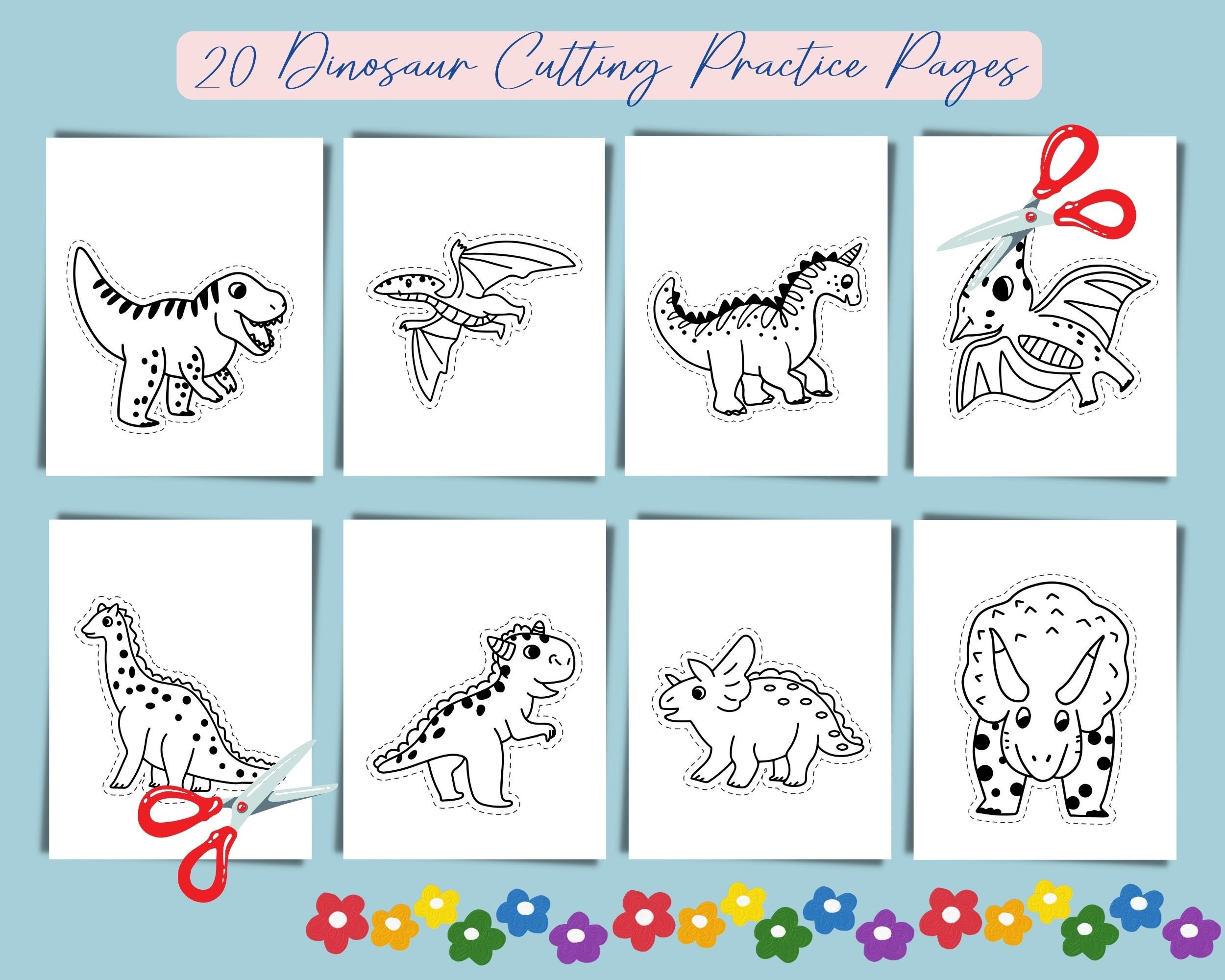 70 Pages Dinosaur Bundle Scissor Skills Cutting Worksheets, Coloring ...