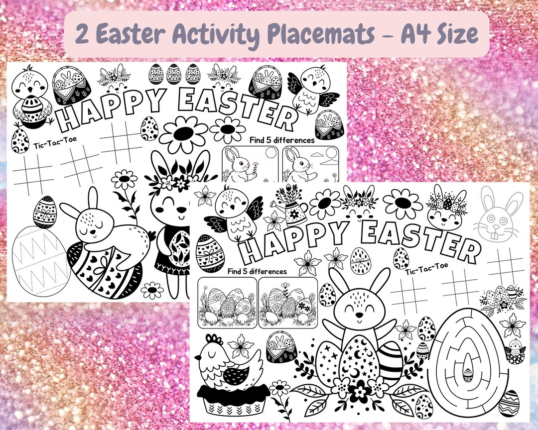 Happy Easter Activity Placemat for Kids | Printable Easter Activity and ...