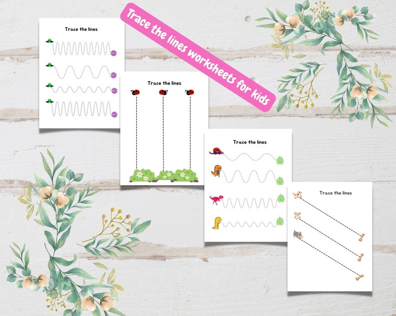 15 Trace the Lines Preschool Worksheets for Kids | Line Tracing and ...